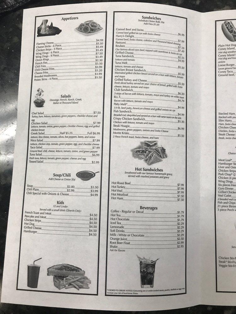 Menu at Harry's Corned Beef & Ham restaurant, Lincoln Park