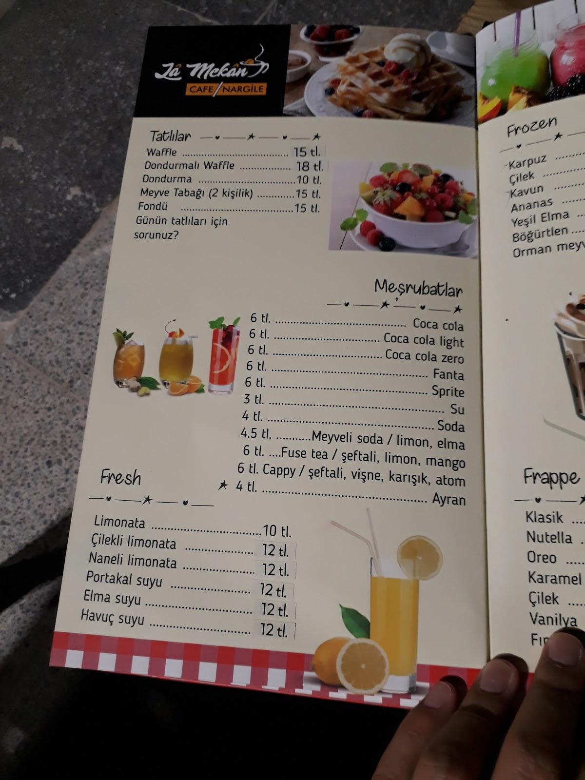 Carta de Lâ Mekân Cafe & Nargile, Akçay