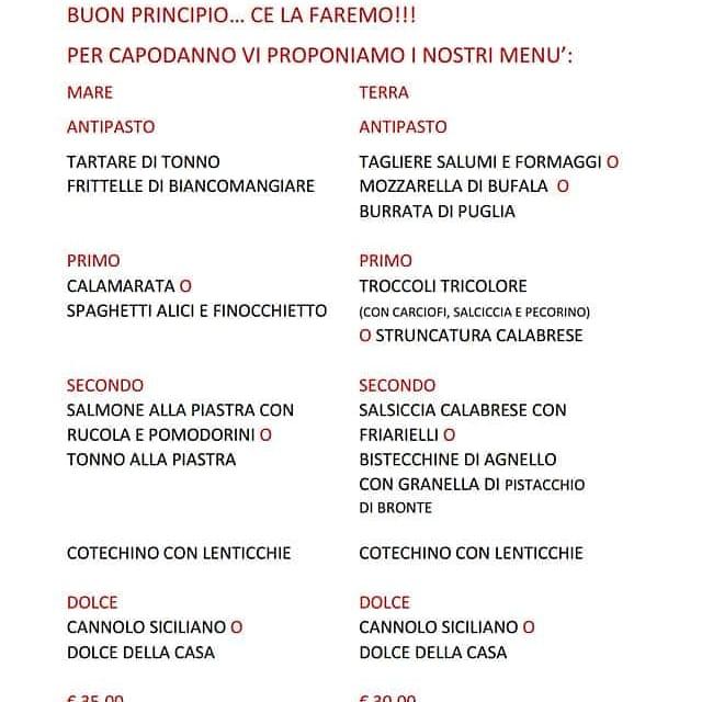 Menu at Rosso Piccante in cucina restaurant, Turin