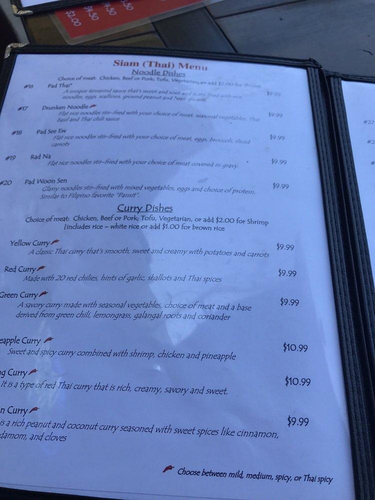 Menu at Saigon -2- Siam Bistro restaurant, Gilroy