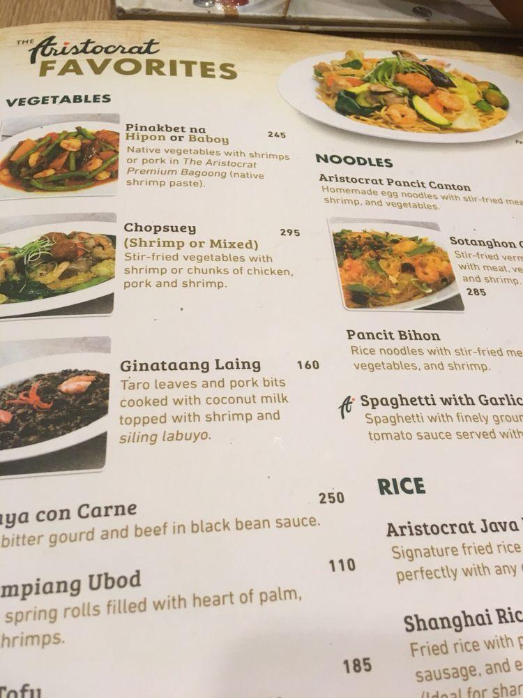 Menu at The Aristocrat BBQ, Mandaluyong