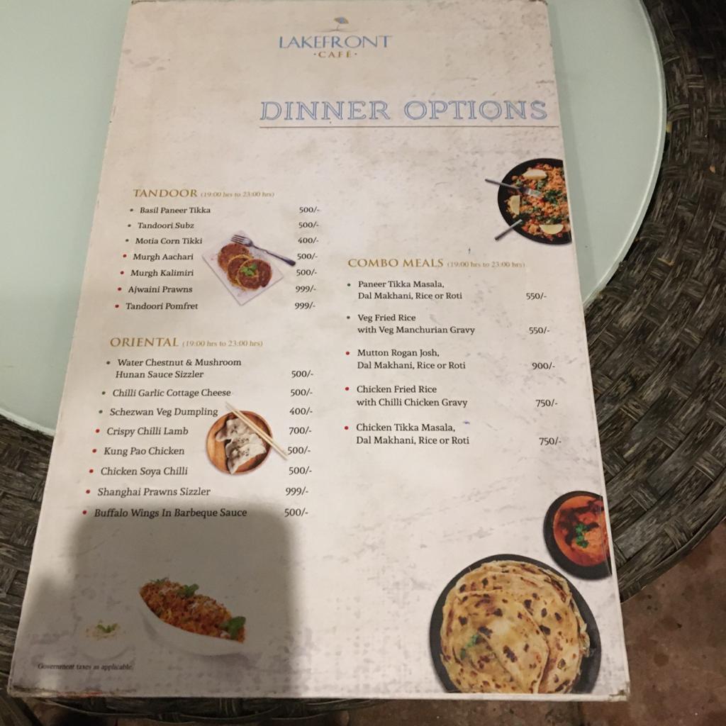 Menu at The Shack Restaurant, Aamby Valley