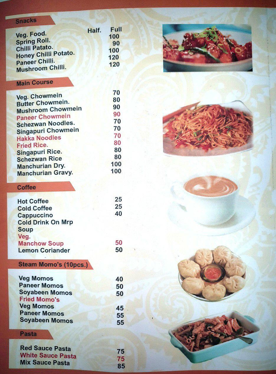 Menu at The chinese hut, Charkhi Dadri
