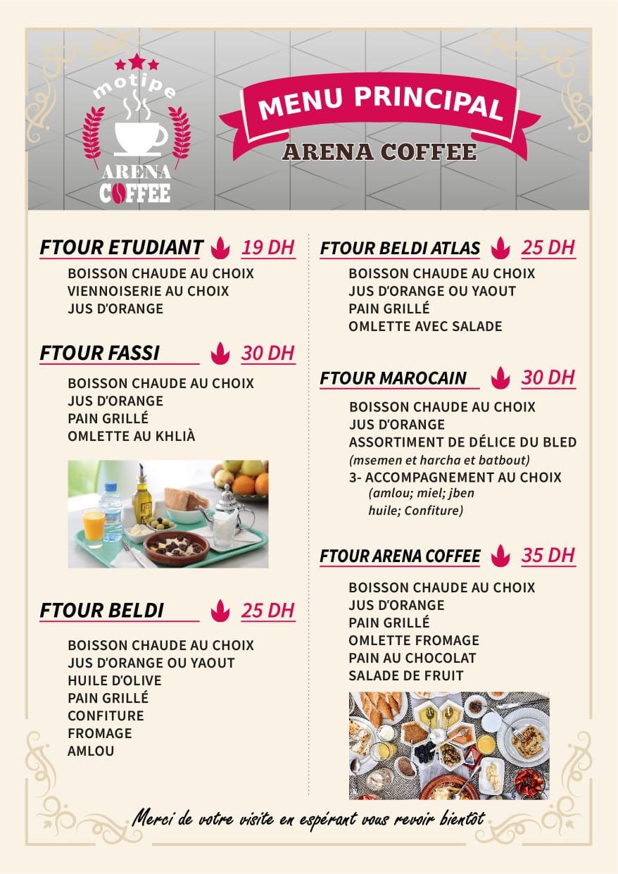 Carta del café ARENA COFFEE, Agadir