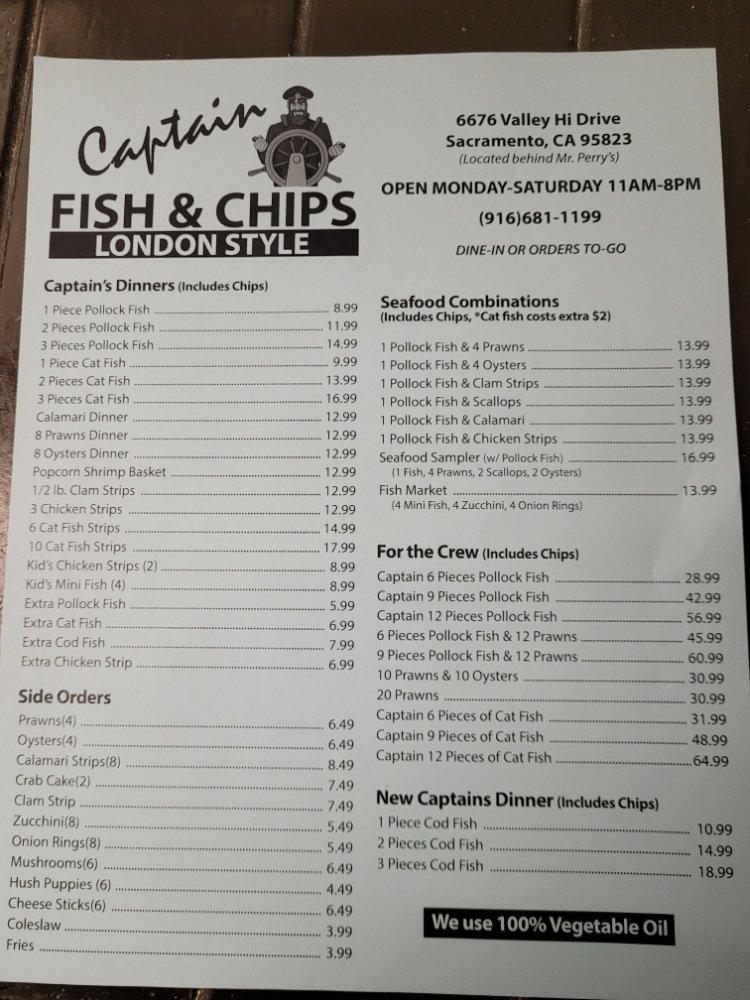 Menu at Captain Fish & Chips restaurant, Sacramento, Valley Hi Dr