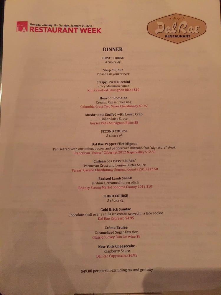 Menu at Dal Rae Restaurant, Pico Rivera