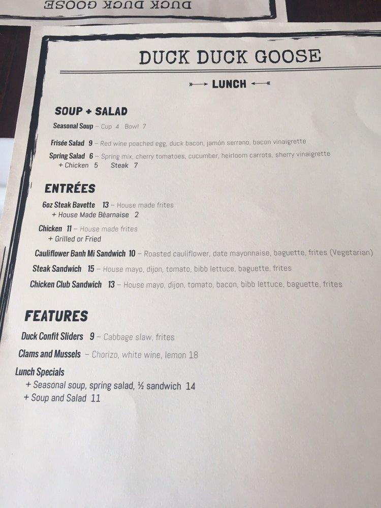 Menu at Duck Duck Goose pub & bar, Bethesda