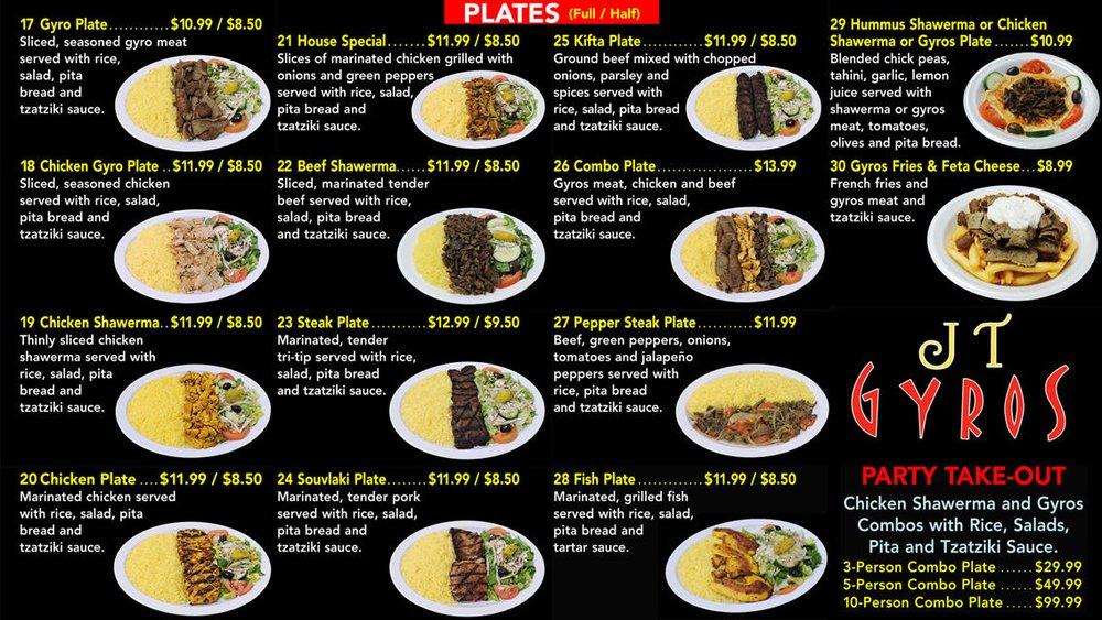 Menu at JT Gyros restaurant, Phoenix
