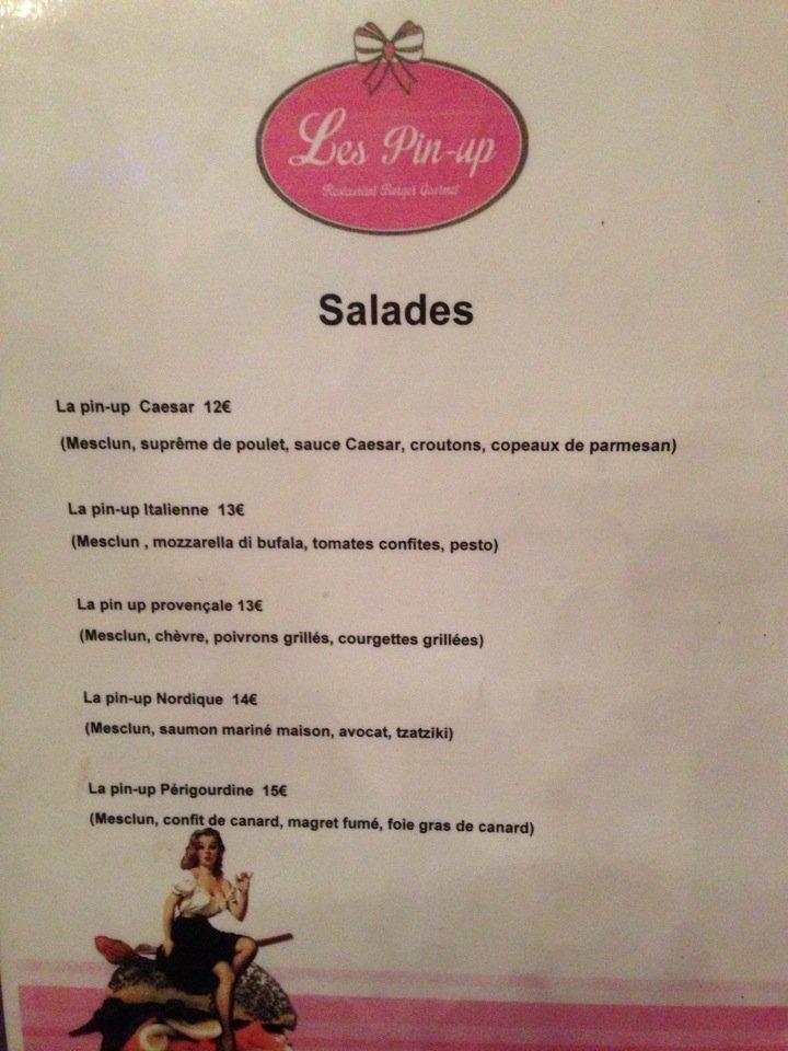 Menu at Les Pin UP restaurant, Puteaux