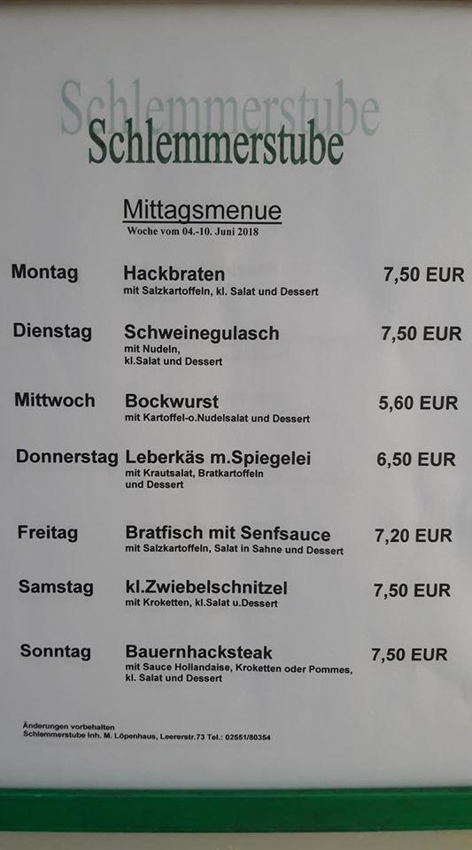 Speisekarte von Schlemmerstube Steinfurt restaurant, Steinfurt