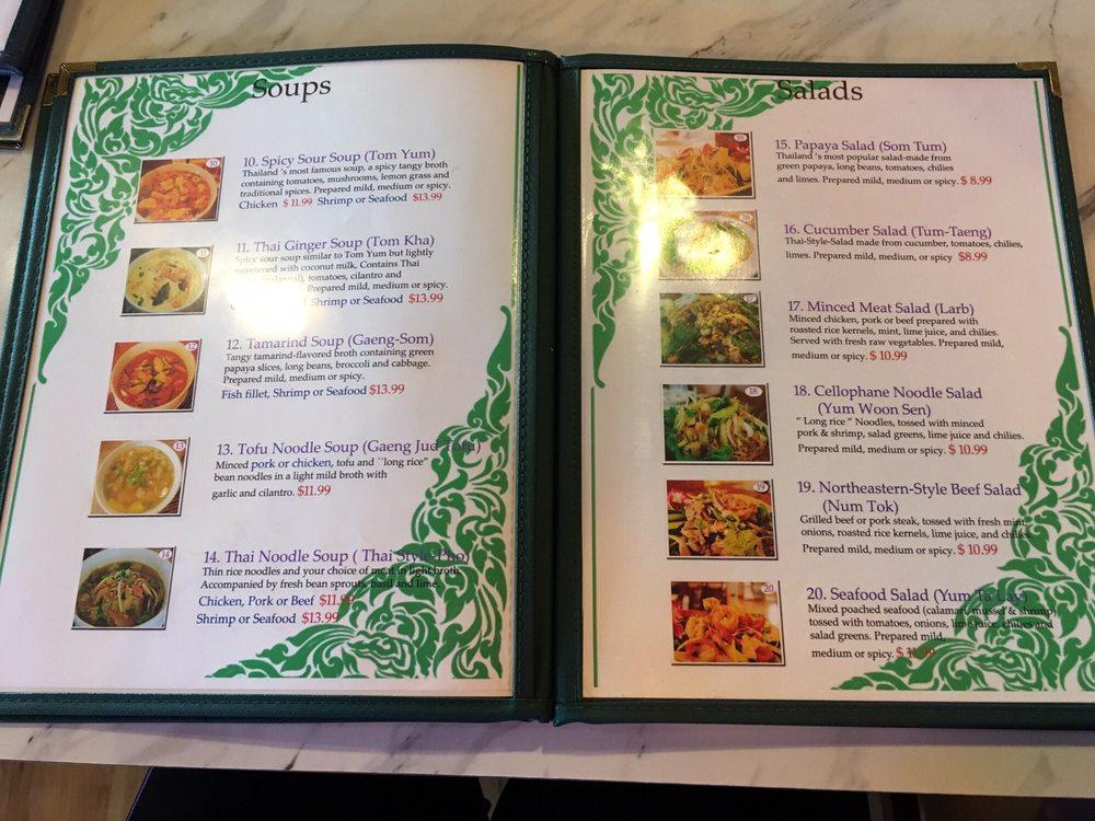 Menu at Siam Square restaurant, Honolulu