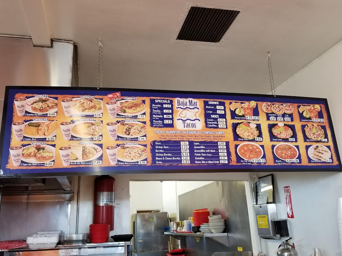 Menu at Baja Mar Taco fast food, Pico Rivera