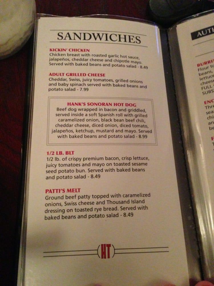 Menu at Hank's Tavern pub & bar, Muskegon