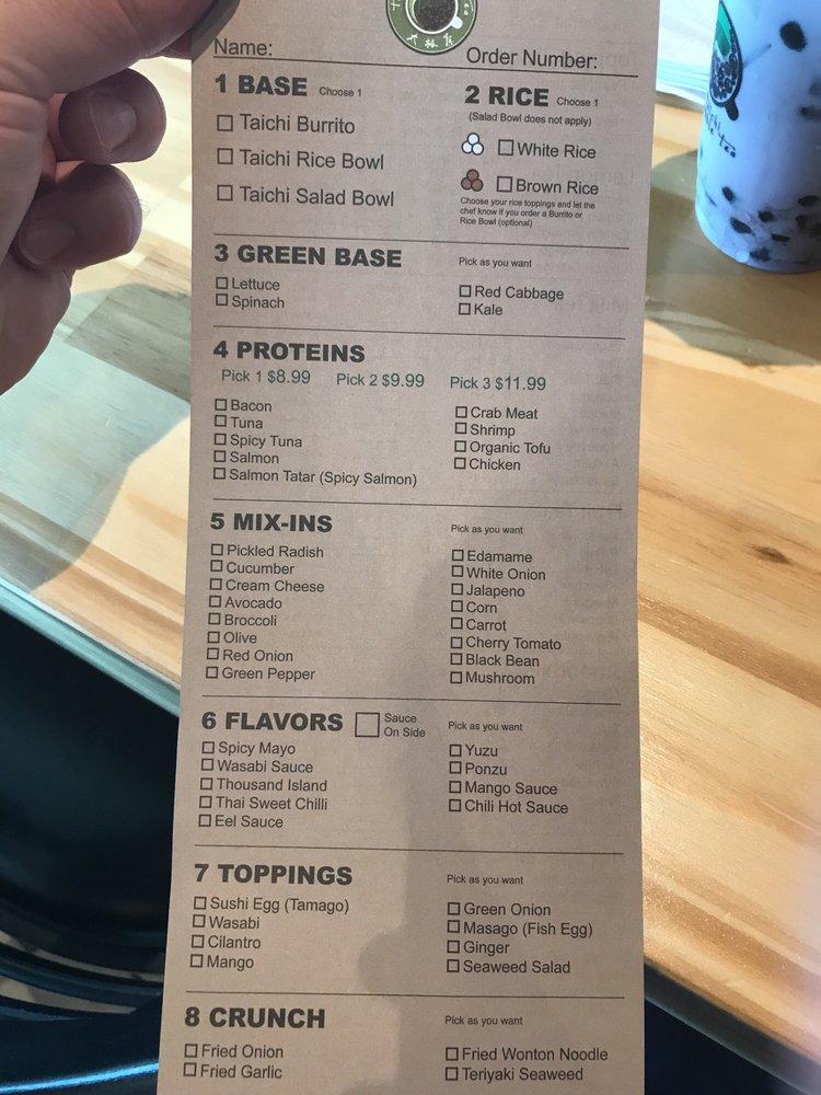 Menu at Tai Chi Bubble Tea - College Town restaurant, Rochester, Mt ...