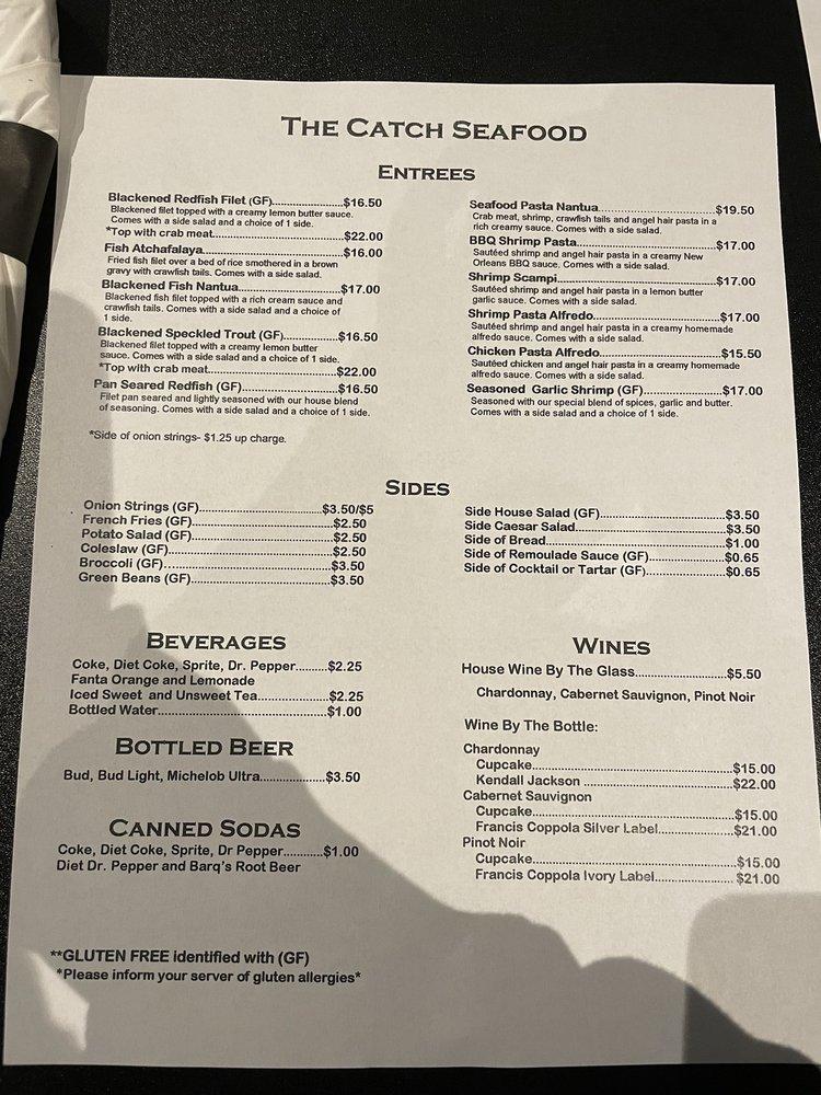 Menu at The Catch Seafood Restaurant, Metairie, Cleary Ave