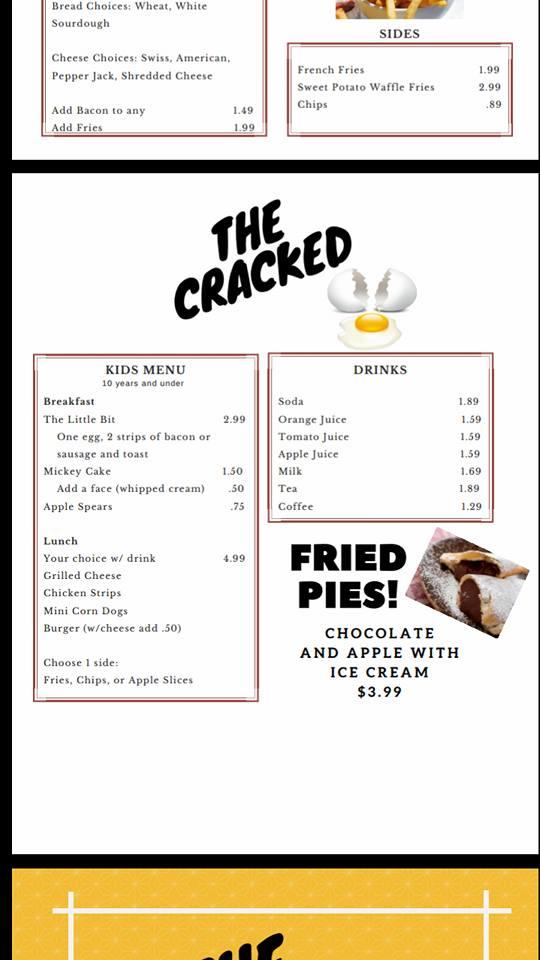 Menu at The Cracked Egg restaurant, Mountain Home