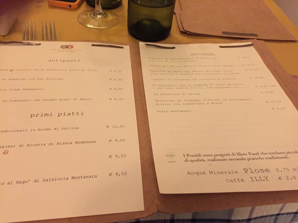 Menu at Trattoria di Via Serra restaurant, Bologna, Via Luigi Serra