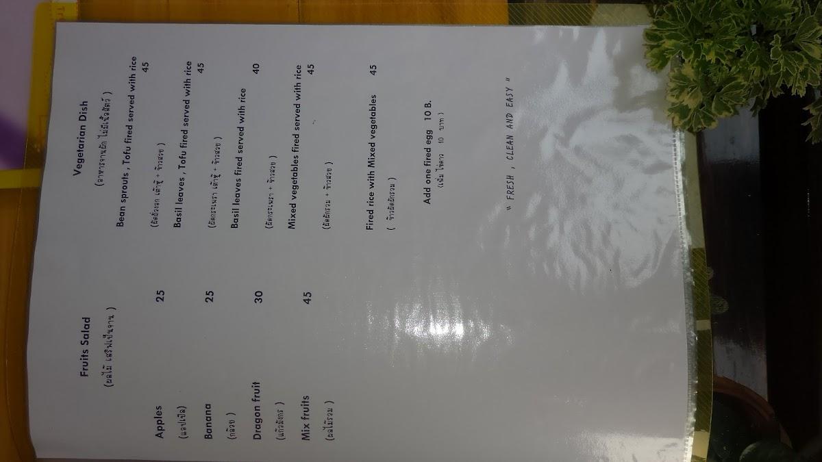 Menu at Cha Cafe', Pai
