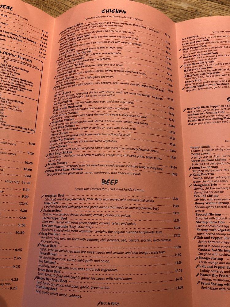 Menu at Chef Zhao restaurant, Portland