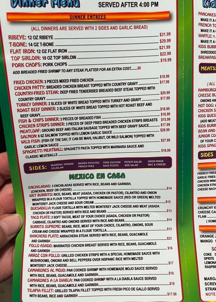 Menu at Copper Cove Restaurant, Copperopolis