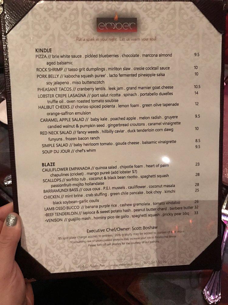Menu at Ember pub & bar, Breckenridge
