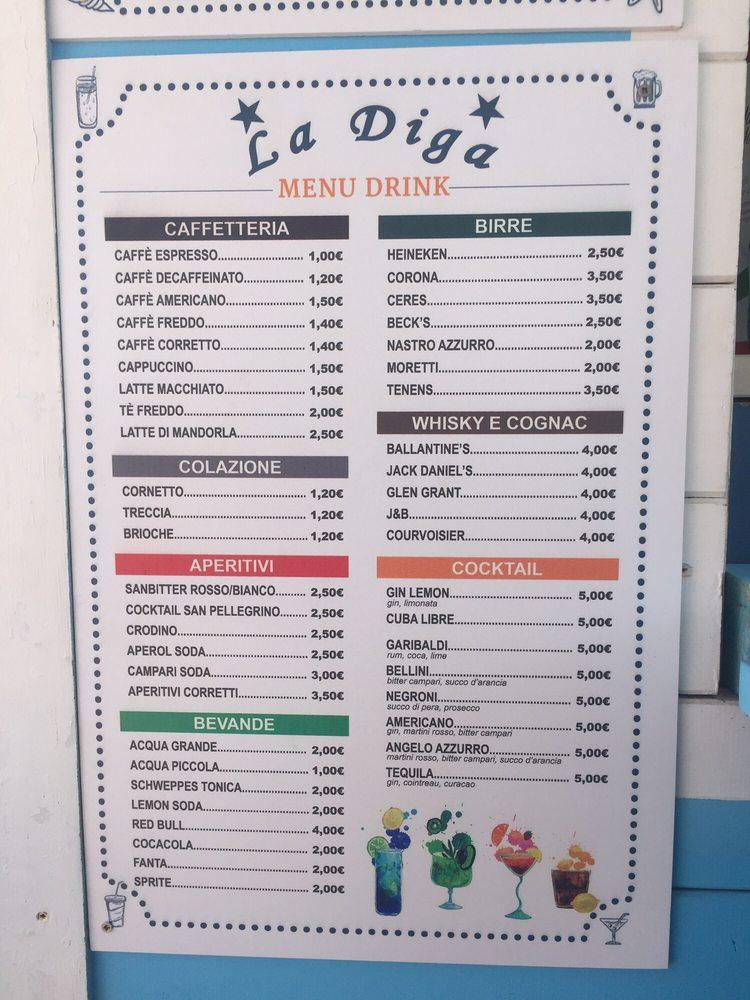 Menu da Chiosco La Diga pub & bar, Marzamemi