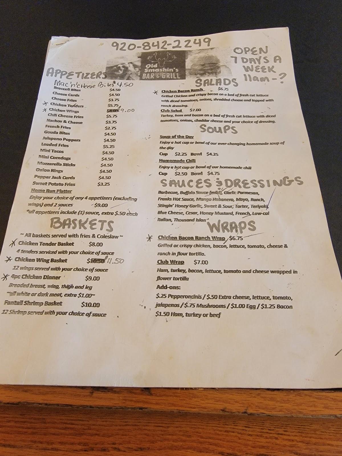 Menu at Old Smashins Bar & Grill, Suring