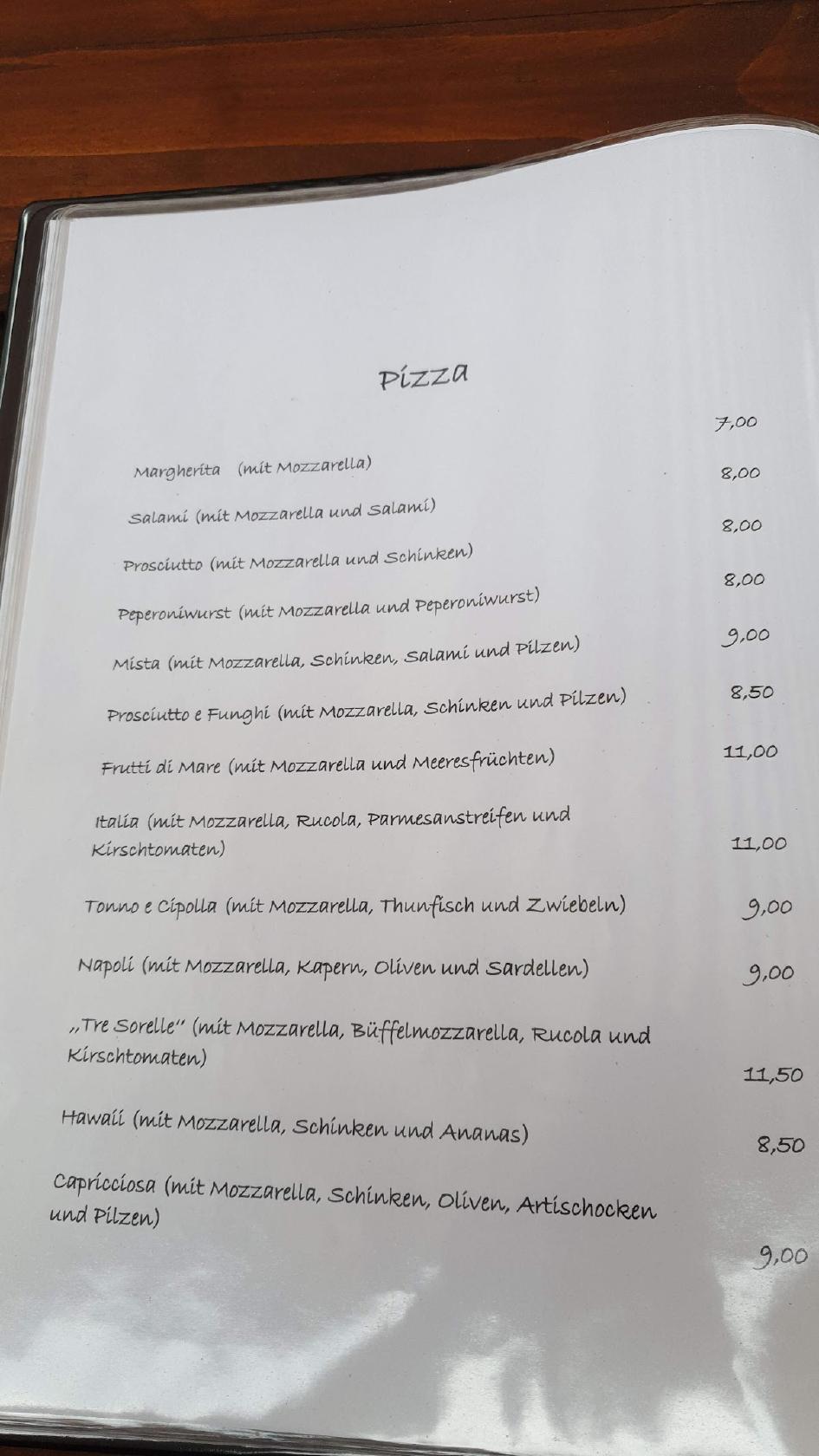 Speisekarte von Tre Sorelle Da Gino restaurant, Münster