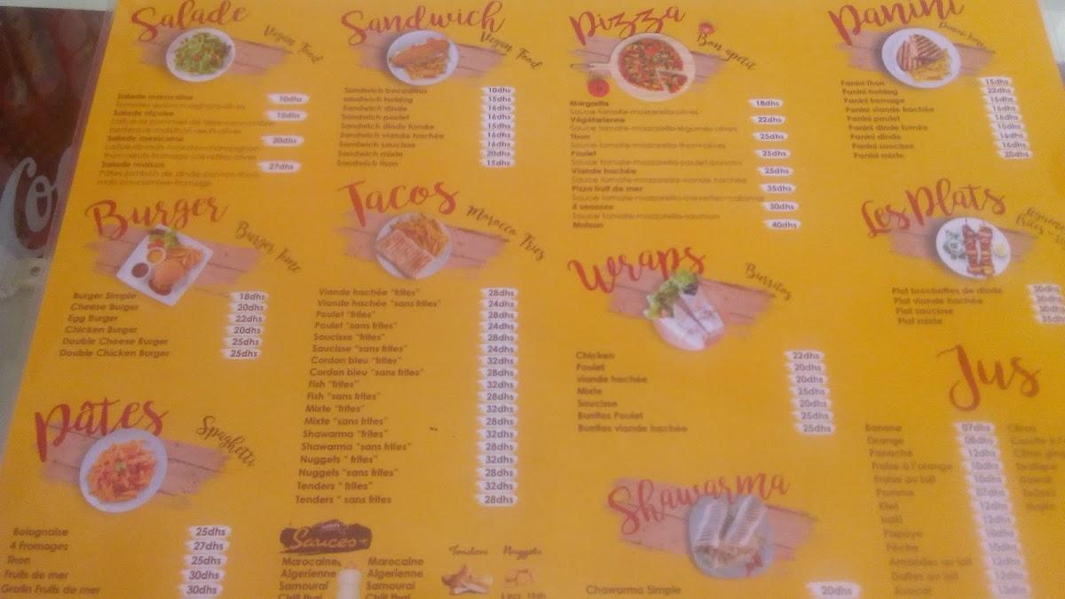 Speisekarte von Snack Malak restaurant, Marrakesch