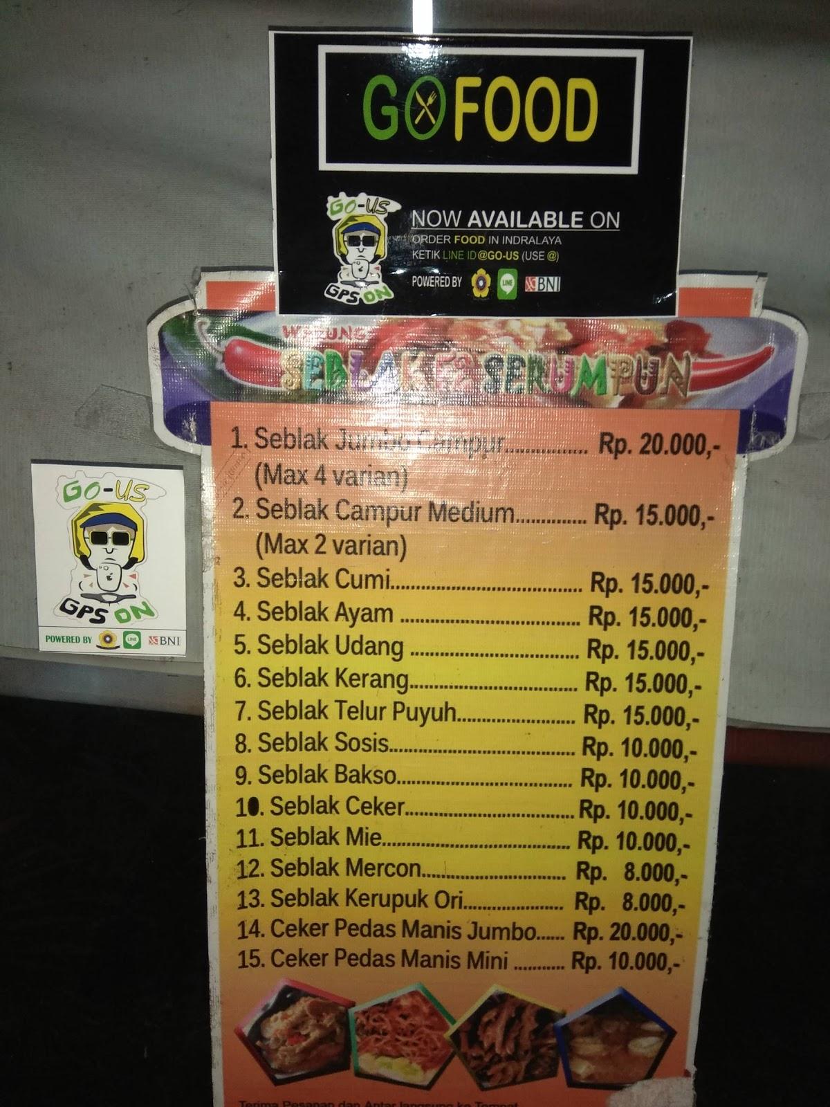 Menu at Warung Seblak F2 restaurant, Timbangan