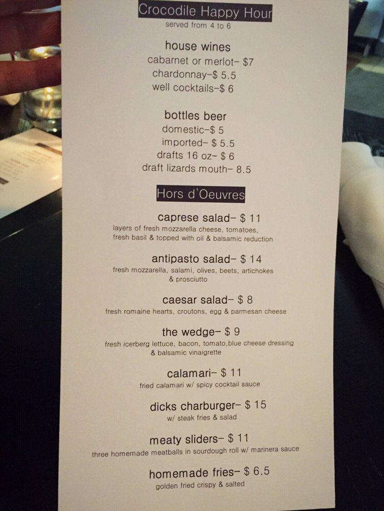 Menu at Crocodile Restaurant & Bar, Santa Barbara