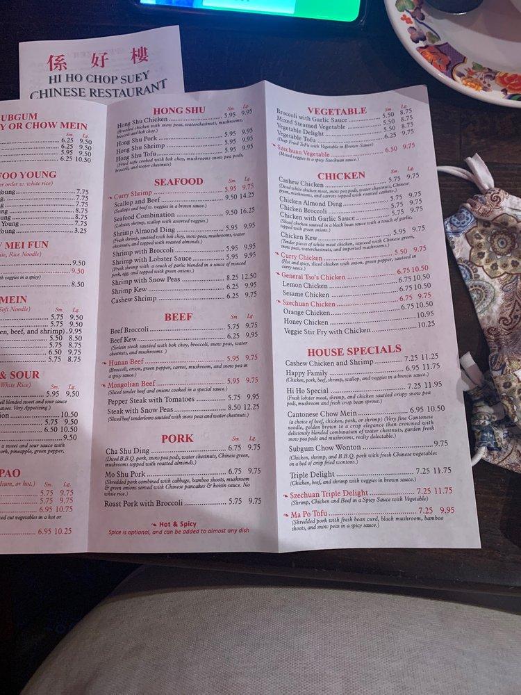 Menu at HI Ho Restaurant, Mishawaka