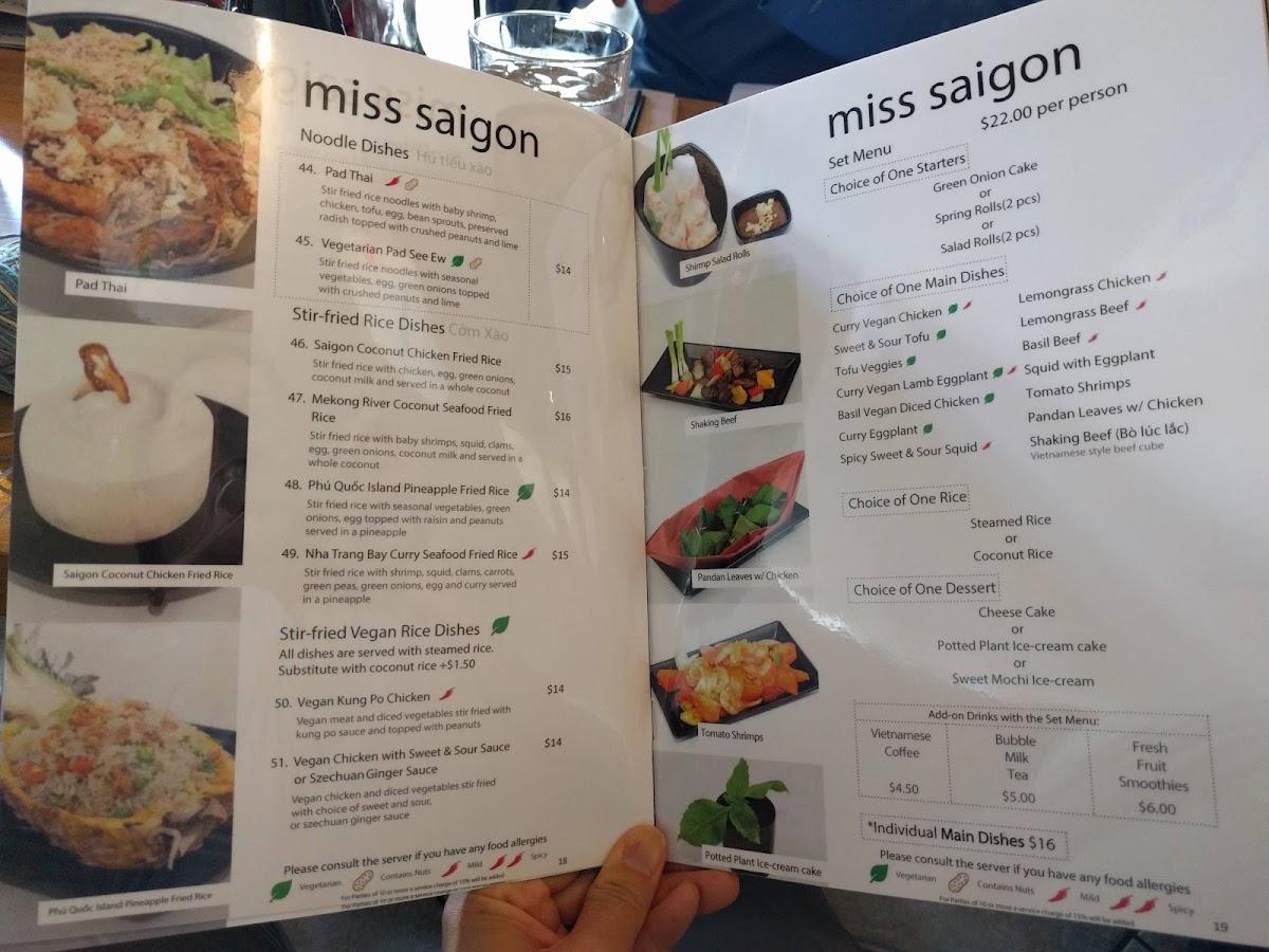 Menu at Miss Saigon Vietnamese Noodle House restaurant, Edmonton