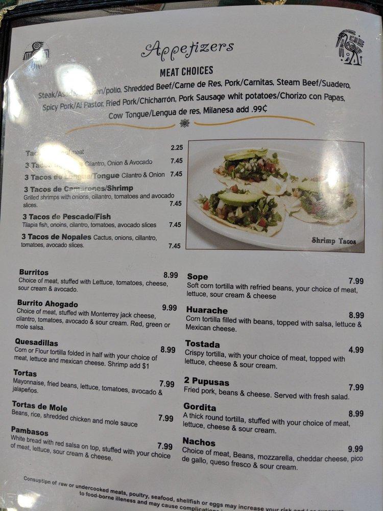 Menu at Taqueria Juquilita restaurant, Chehalis