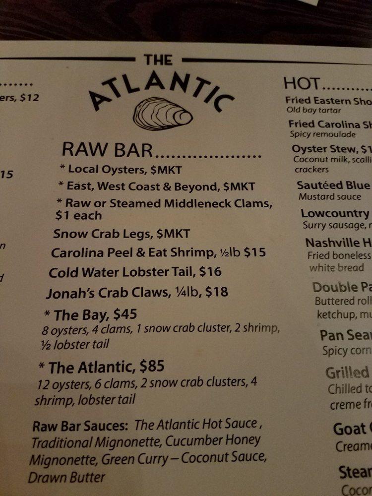 Menu at The Atlantic pub & bar, Virginia Beach