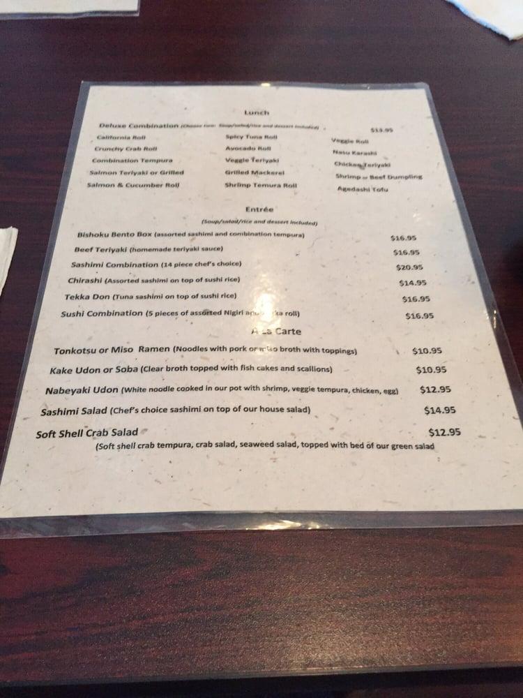 Menu at Bishoku restaurant, Sandy Springs