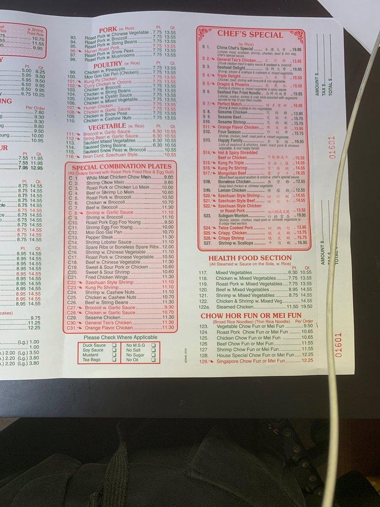 Menu at Chung Hing Chinese Food restaurant, West Babylon