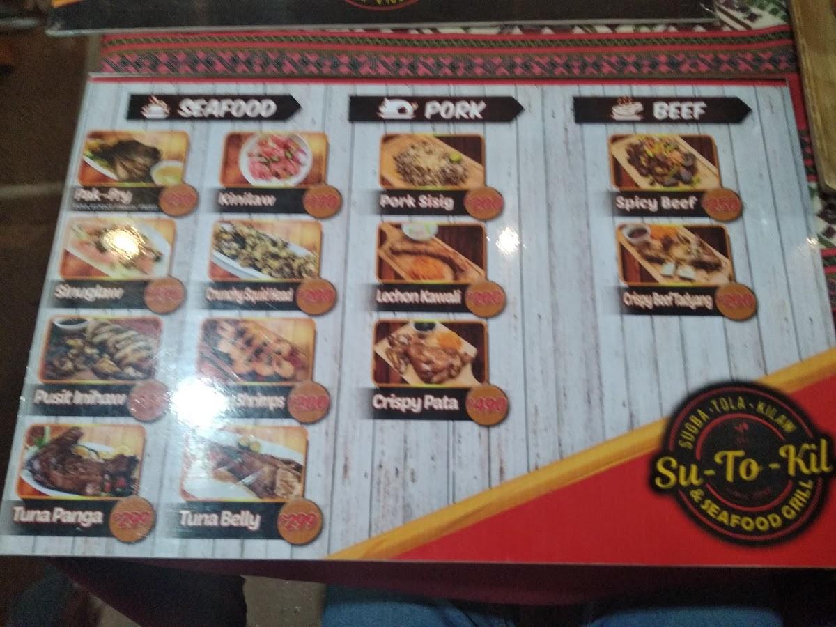Menu at Sutokil restaurant, Davao City, 3H77+7GQ