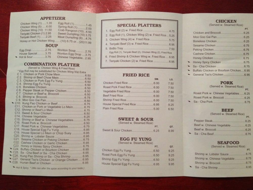 Menu at Chinese Kitchen restaurant, Clover