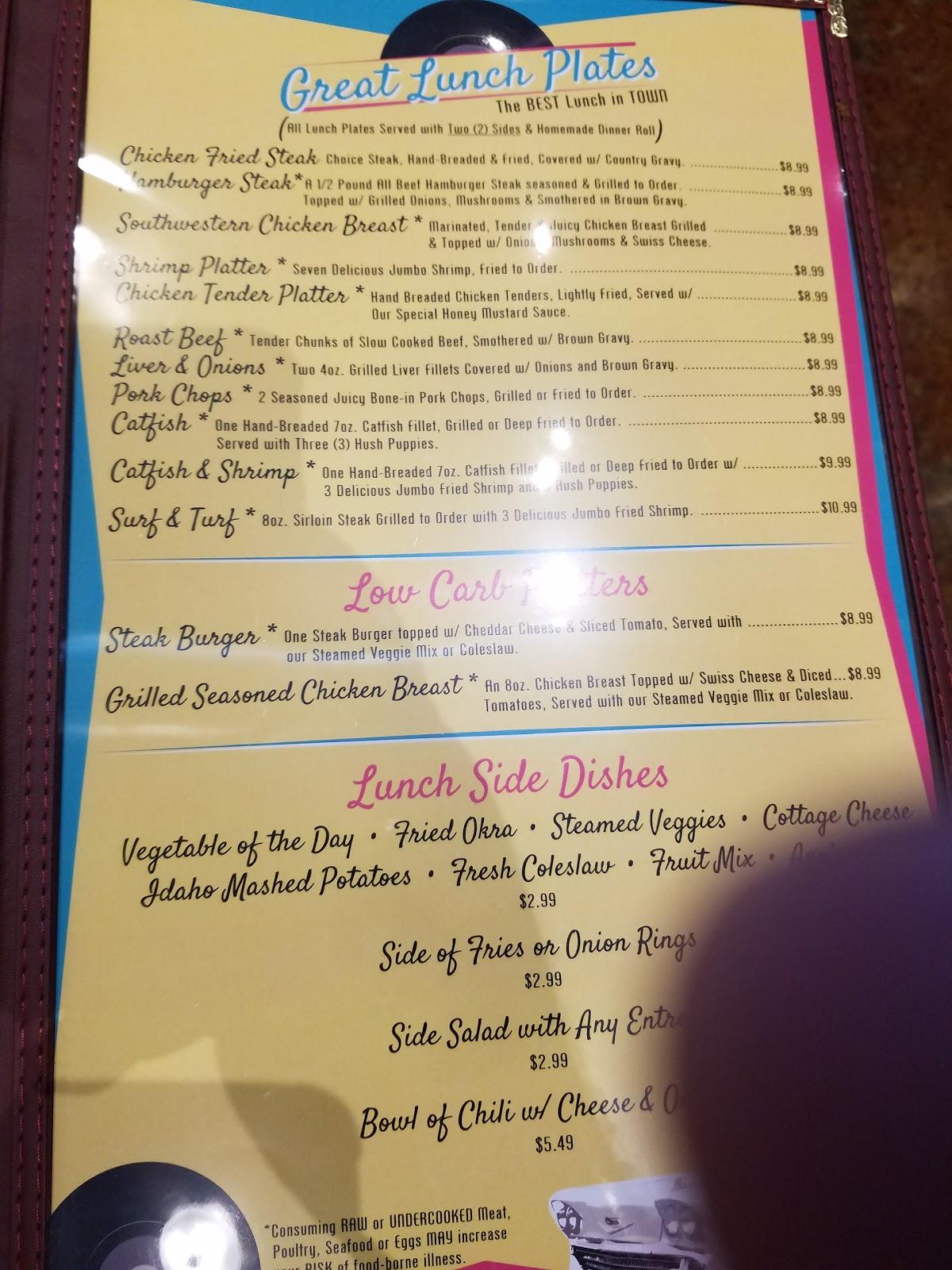 Menu at Country Hills Diner restaurant, Kiefer