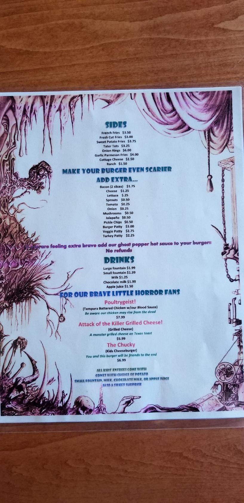 Menu at Little Shop of Burgers restaurant, Casper