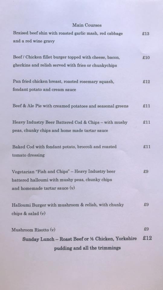 Menu at The Llindir Inn pub & bar, Henllan