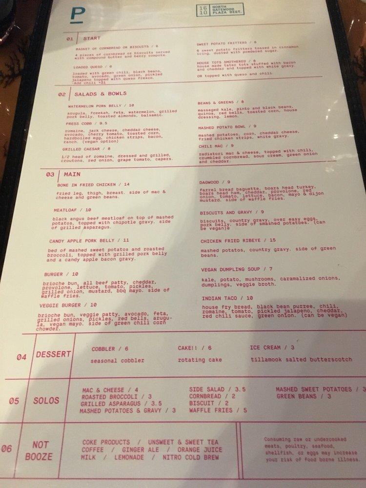 Menu at The Press pub & bar, Oklahoma City