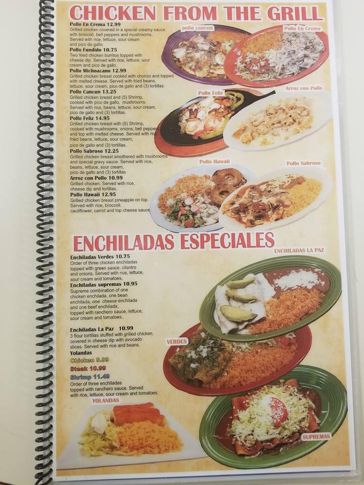 Menu at Las Flores restaurant, Iowa Falls