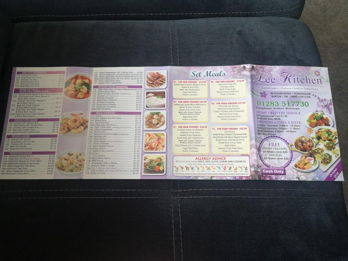 Menu at Lee Kitchen fast food, Burton upon Trent