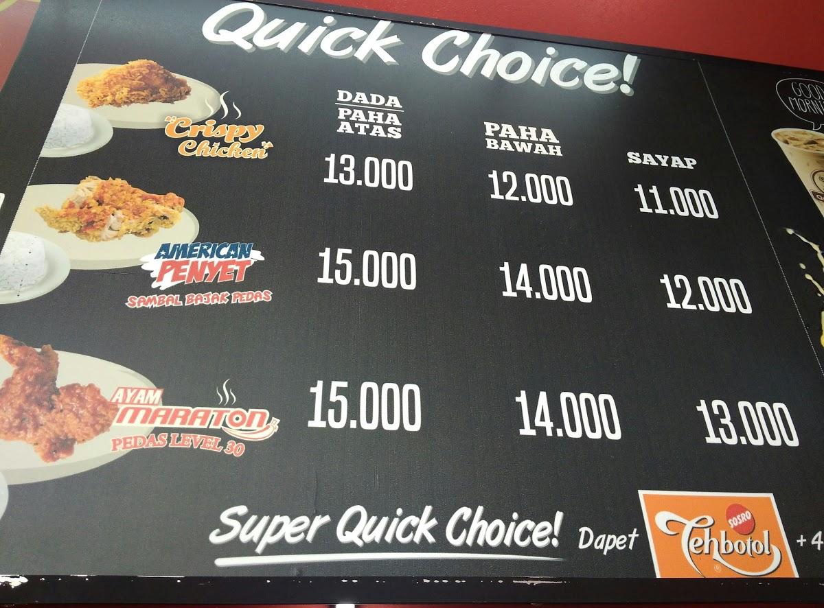Carta del restaurante Quick Chicken Kartasura, Ngabeyan