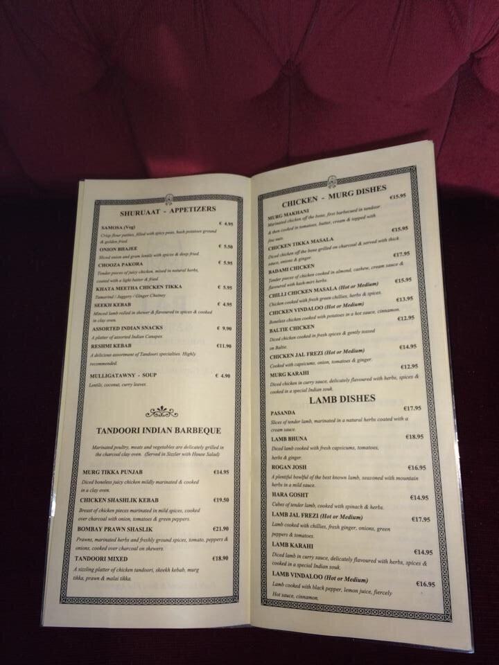 Menu at Raj Gaylord Indian Restaurant, Cork, Ballycannon carrigrohane