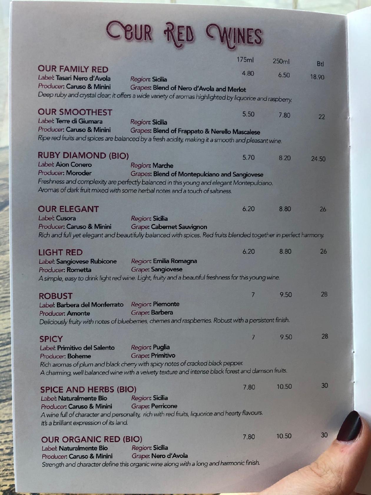 Menu at Veeno Chester restaurant, Chester