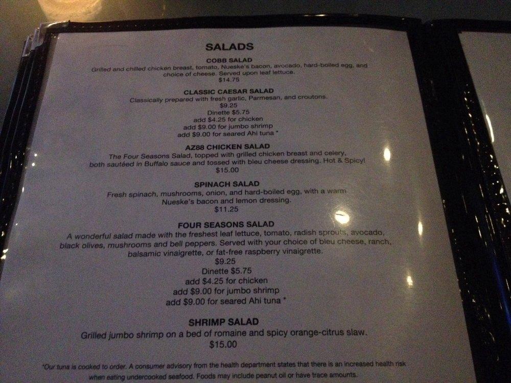 Menu at AZ/88 pub & bar, Scottsdale