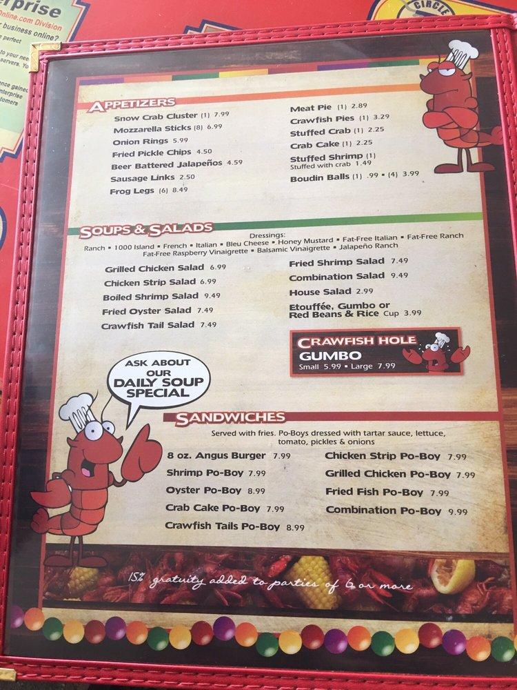Menu at Crawfish Hole #2 Steak & Seafood Restaurant, Minden